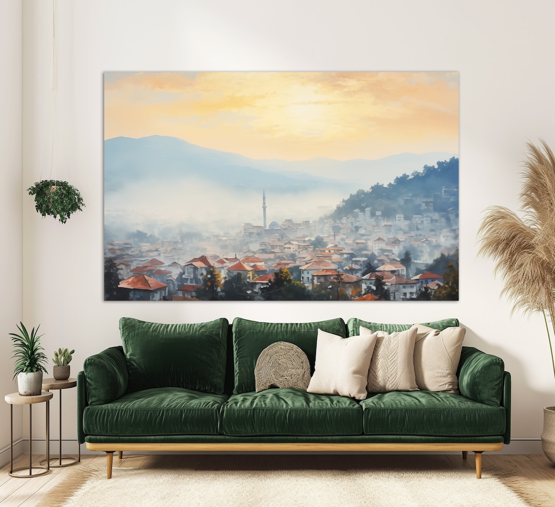 Misty Sarajevo Canvas Print, Sarajevo Skyline, Sarajevo Wall Art ...