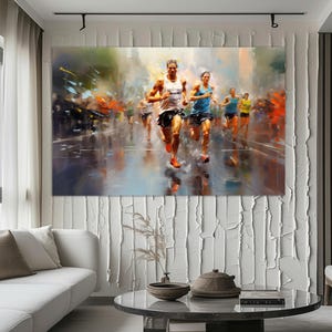 Abstract Running Canvas Art, Running Painting, Running Canvas Print ...