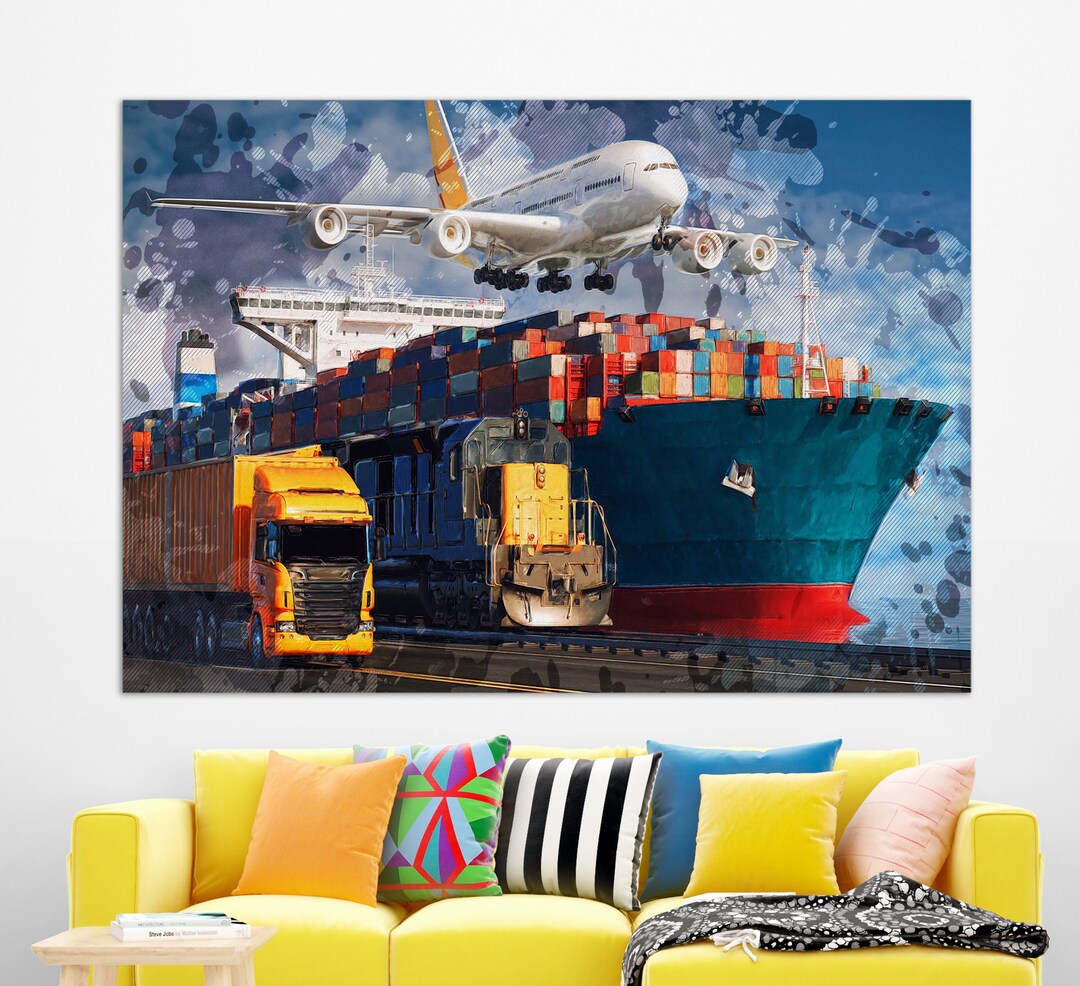 Cargo Ship Canvas Print, Logistics Wall Art, Sailor Gift, Abstract ...