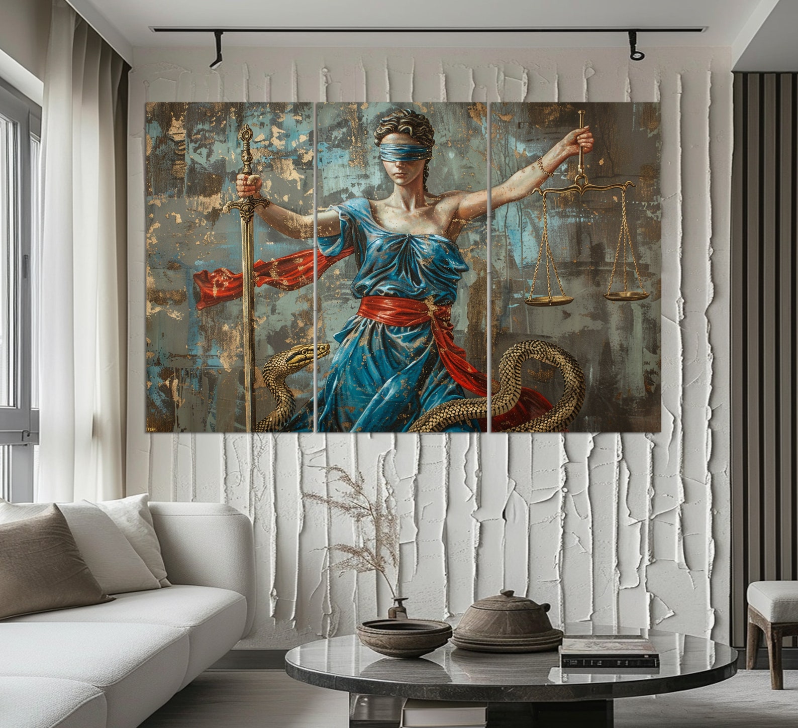 Lawyer Office Wall Decor, Lady Justice Canvas Print, Law Painting ...