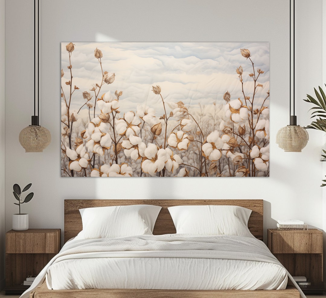 Cotton Field Painting, Abstract Cotton Field Canvas Print - Etsy