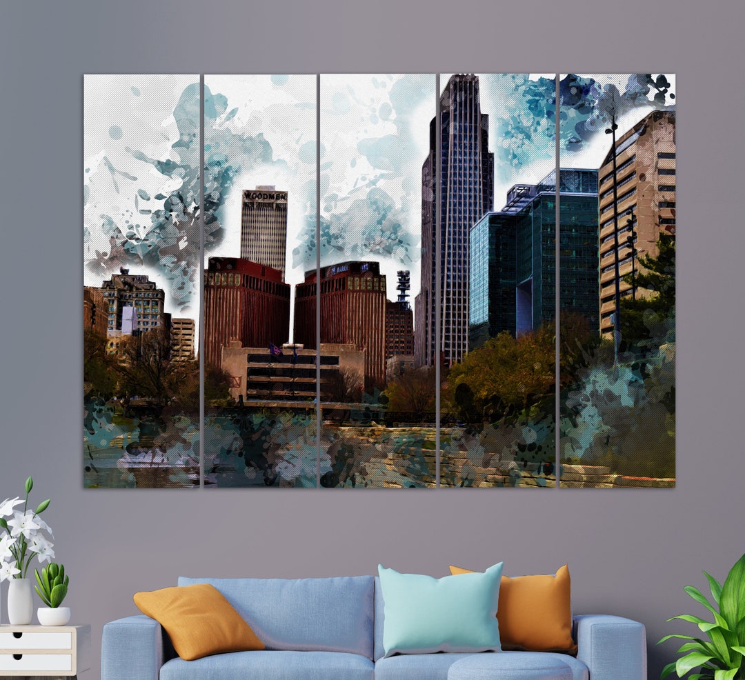 Omaha Canvas Print, Omaha Skyline, Abstract Omaha Painting, Omaha Wall ...