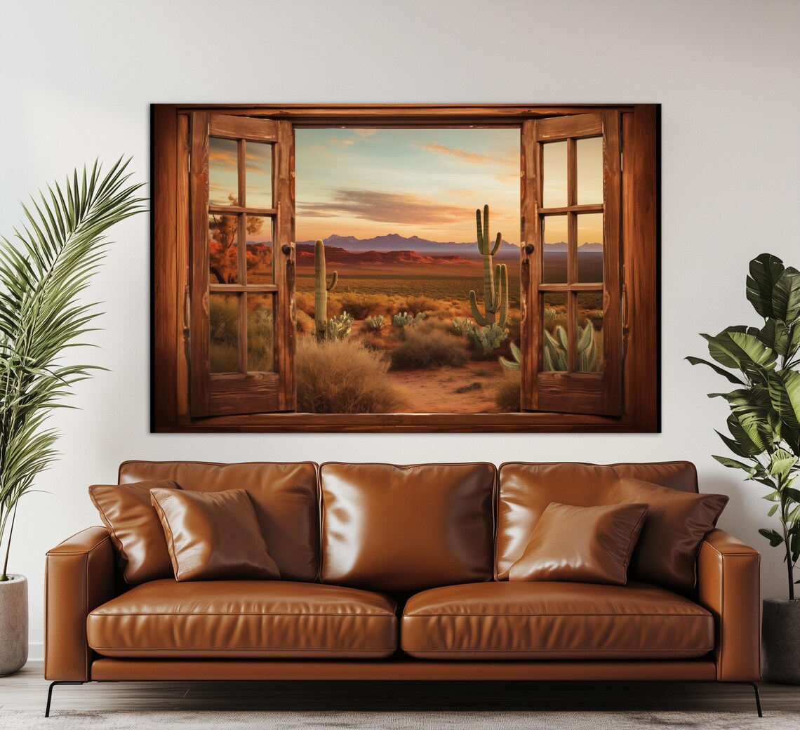 Window to Scenic Arizona Desert Canvas Print, Open Window Wall Art ...