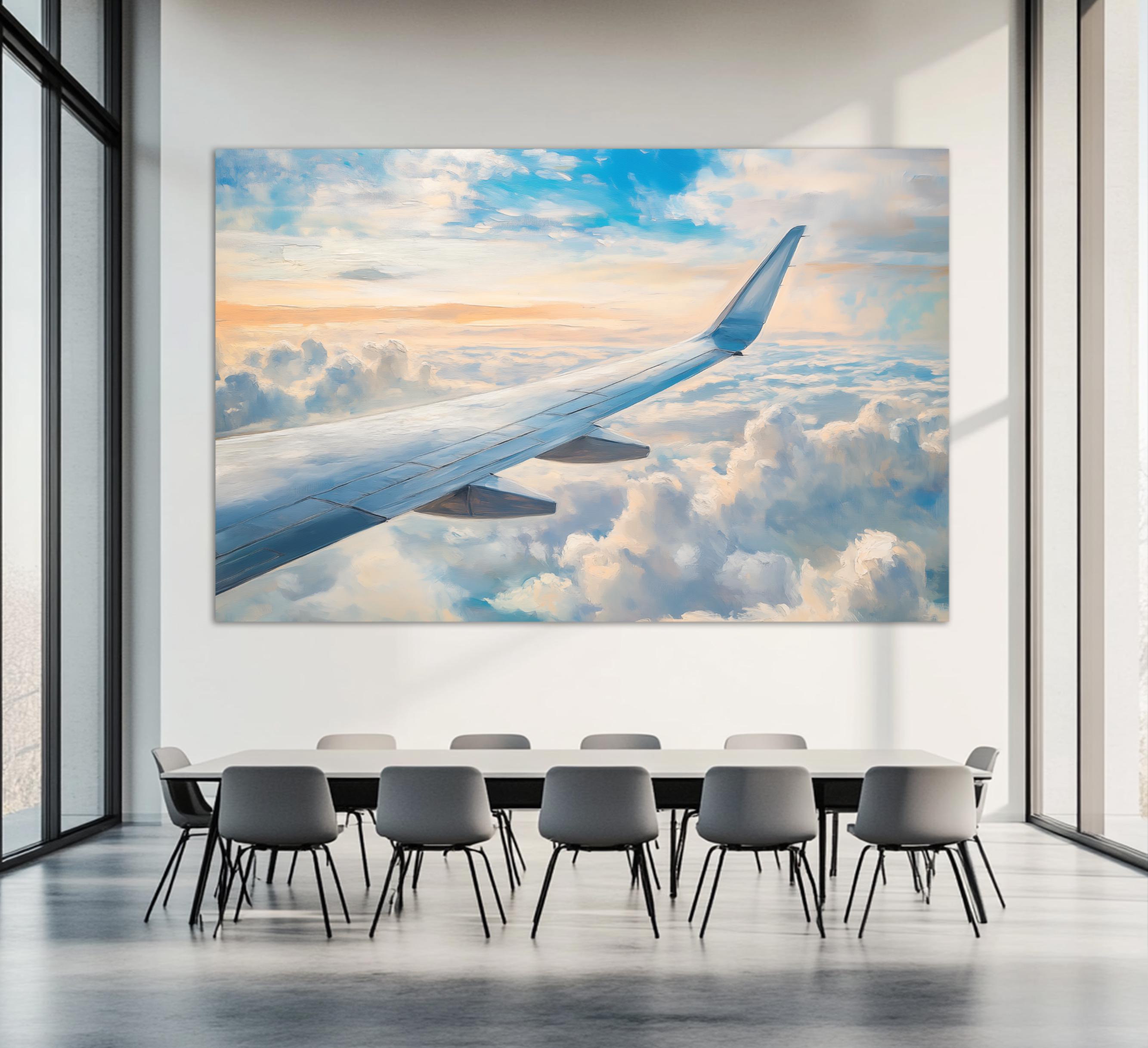 Airplane Wing Canvas Print, Pilot Gift, Sky From Aircraft Window View ...