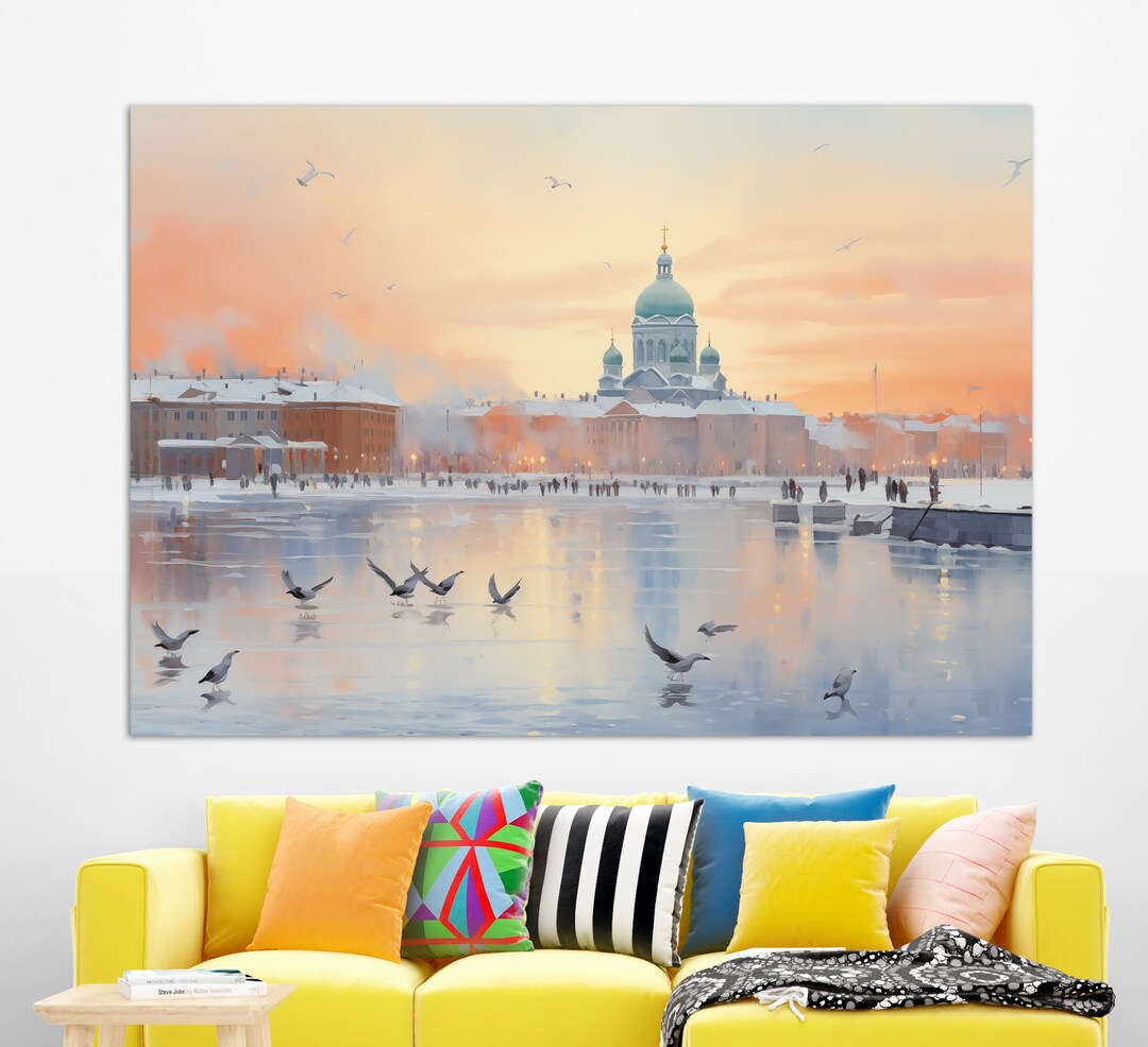 Misty Helsinki in Winter Painting, Helsinki Canvas Print, Abstract ...