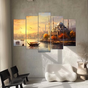Misty Istanbul Painting Canvas Print, Blue Mosque, Istanbul Wall Art ...