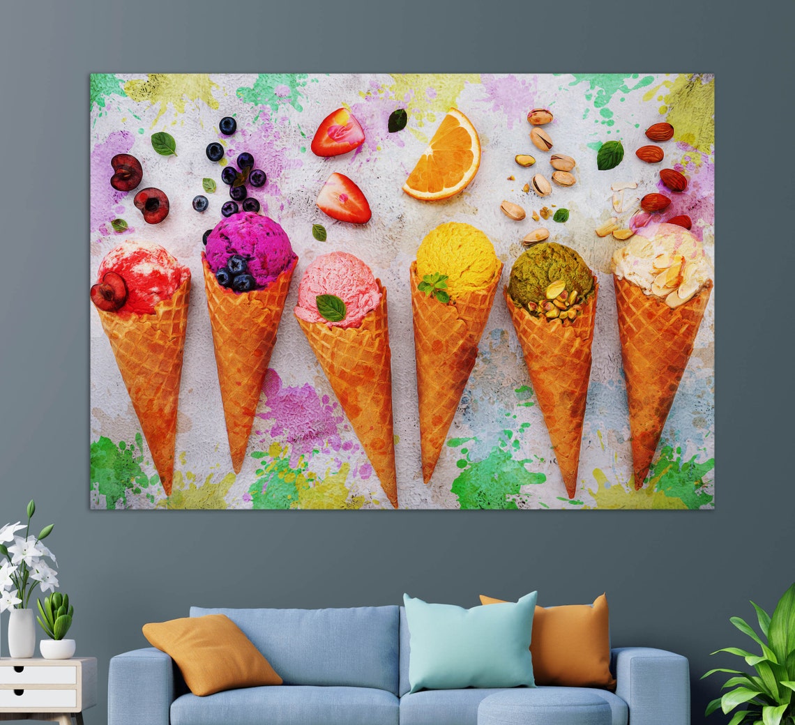 Ice Cream Canvas Print Ice Cream Wall Art Ice Cream Print | Etsy