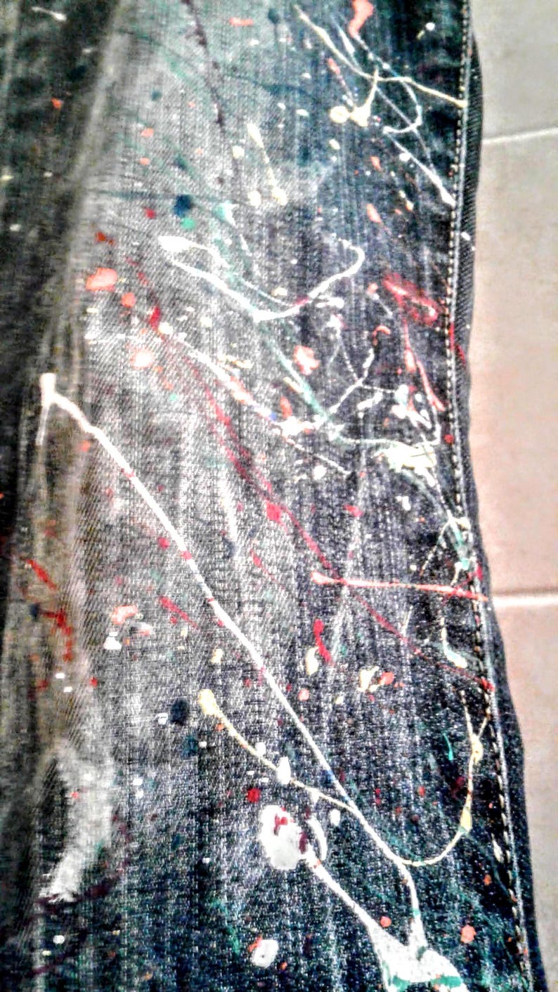 Distressed Paint Splatter Boyfriend Jeans 29 X 32 Inches - Etsy