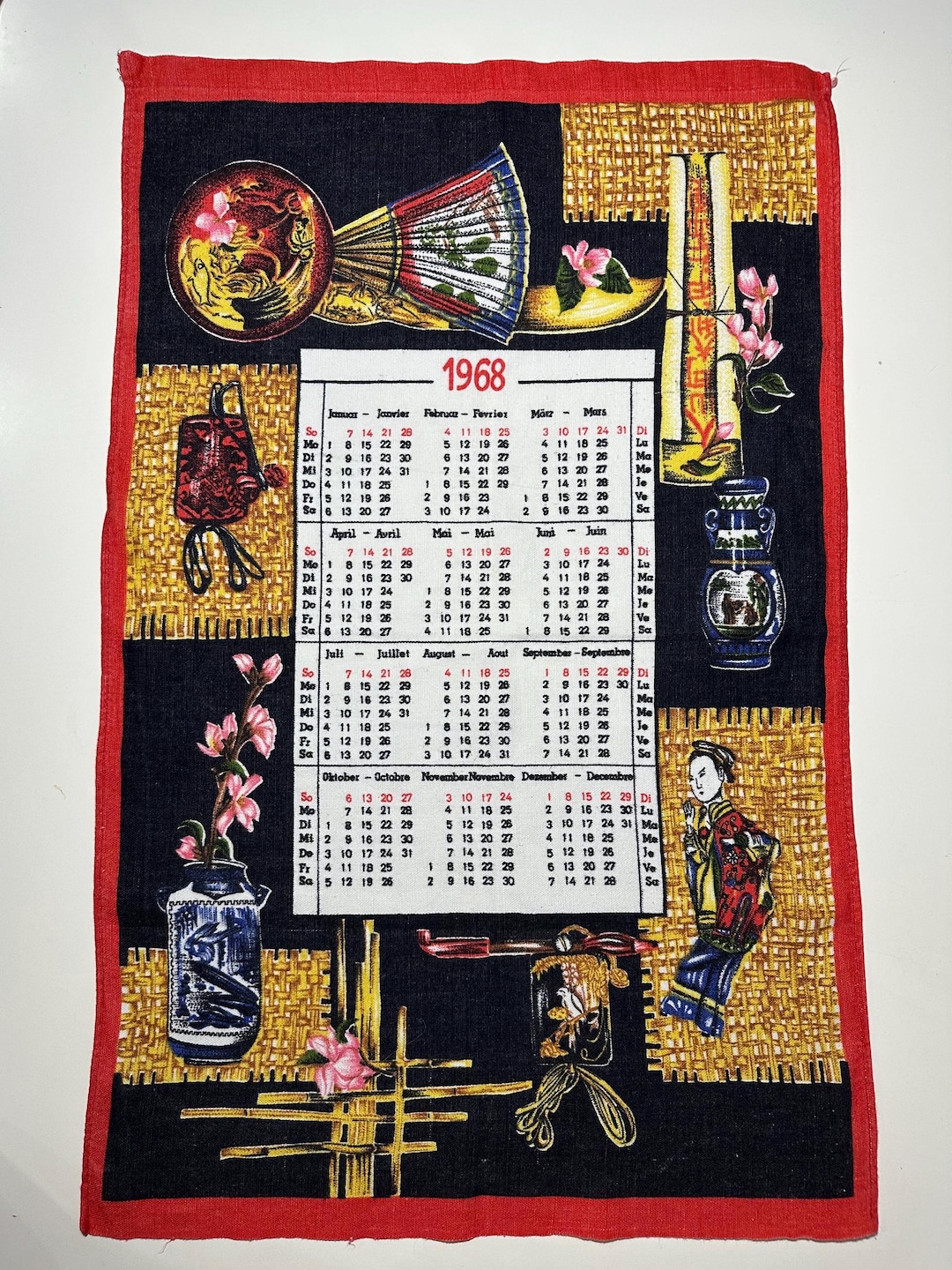 Vintage Tea Towel, Vintage 1968 Calendar Tea Towel, Wall Hanging ...