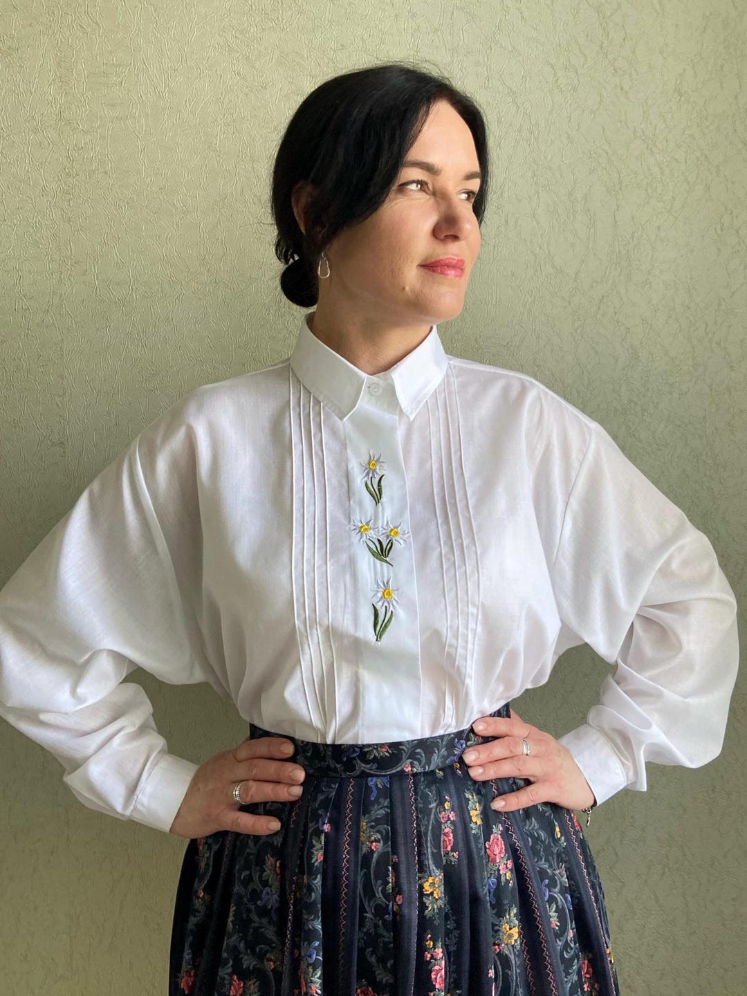 Vintage Blouse, Embroidery Blouse, Austrian Blouse, Trachten Blouse ...