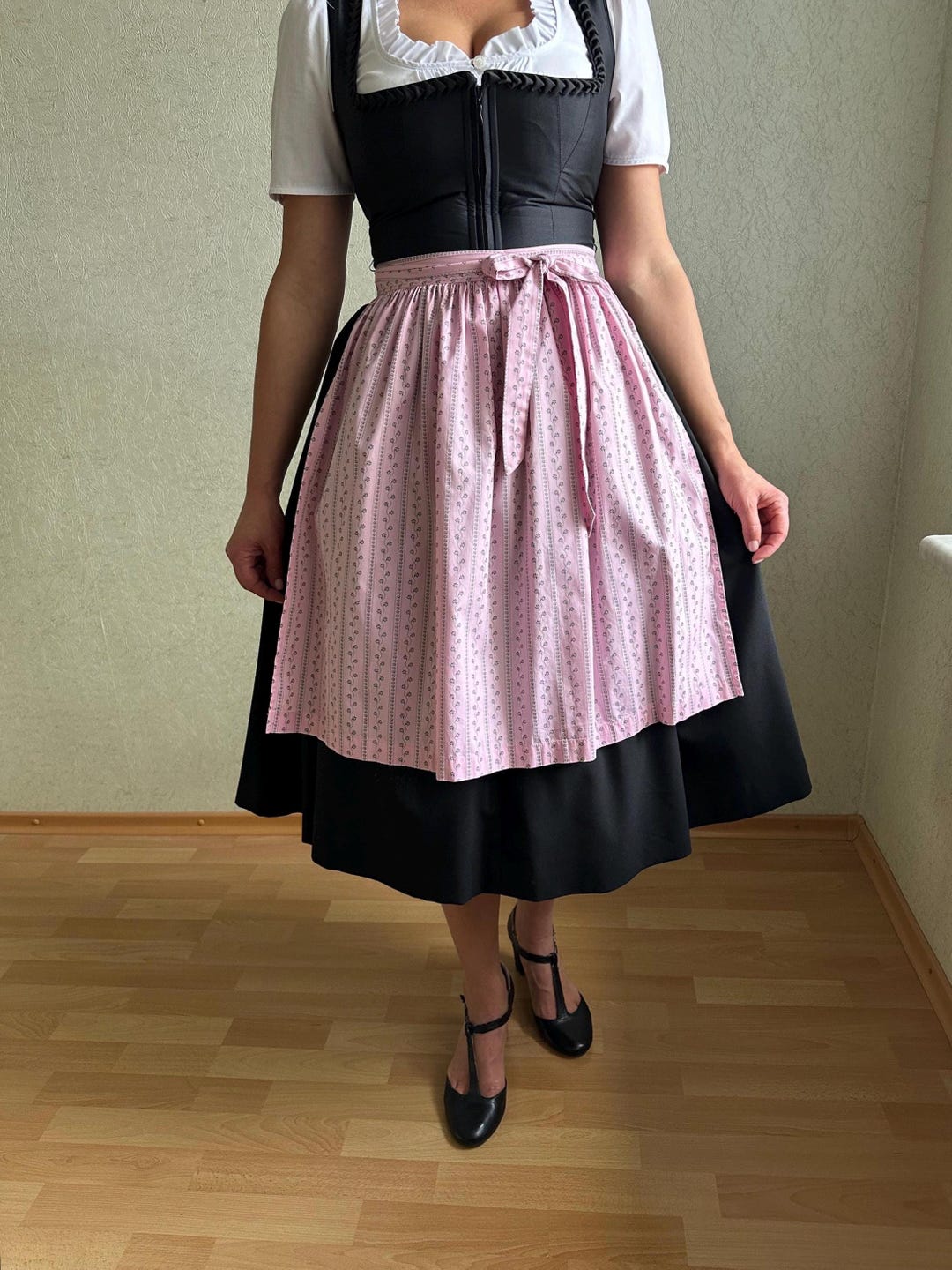 Vintage Dirndl Apron, Half Austrian Apron, Farmhouse Apron, Cotton ...