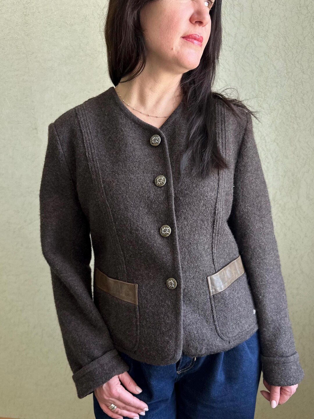 Vintage Austrian Wool Jacket, Trachten Boiled Wool Cardigan, Tyrolean ...