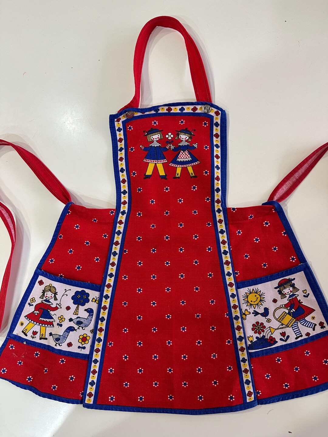 Vintage 70s Kids Austrian Folk Art Apon W/pockets Farmhouse Apron ...