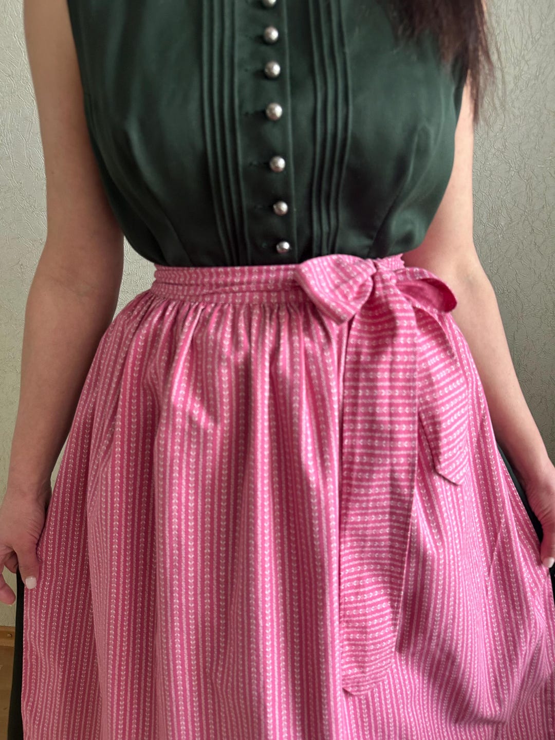 Vintage Dirndl Apron, Half Austrian Apron, Farmhouse Apron, Cotton ...
