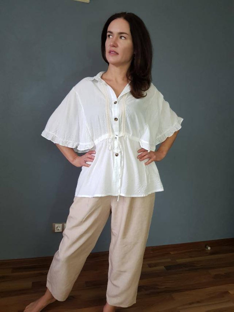 Vintage Blouse With Lace , Wide Sleeves Blouse, 90s Fashion - Etsy
