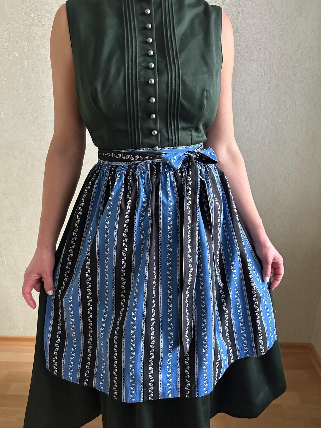 Vintage Dirndl Apron, Floral Pattern Cotton Apron, Austrian Apron ...