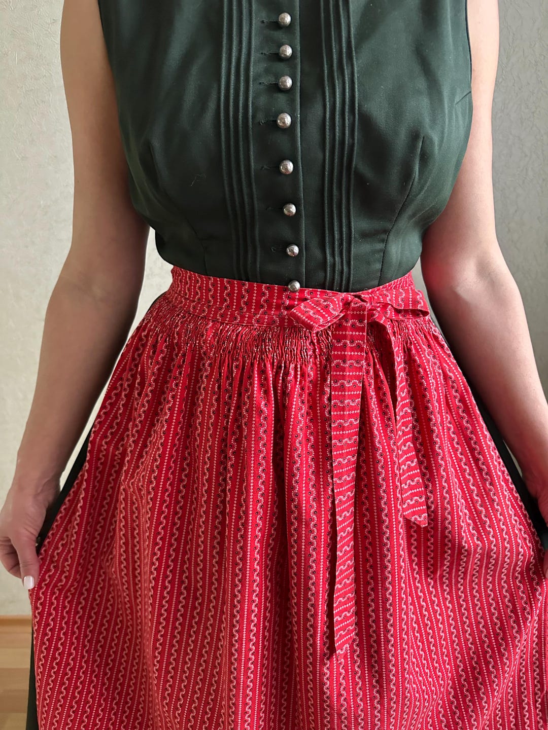 Vintage Dirndl Apron, Half Austrian Apron, Farmhouse Apron, Cotton ...