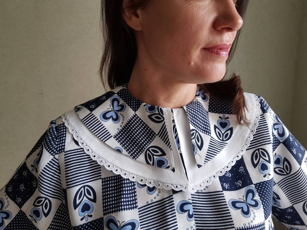 Vintage blouse 80s blouse sailor collar blouse lace | Etsy