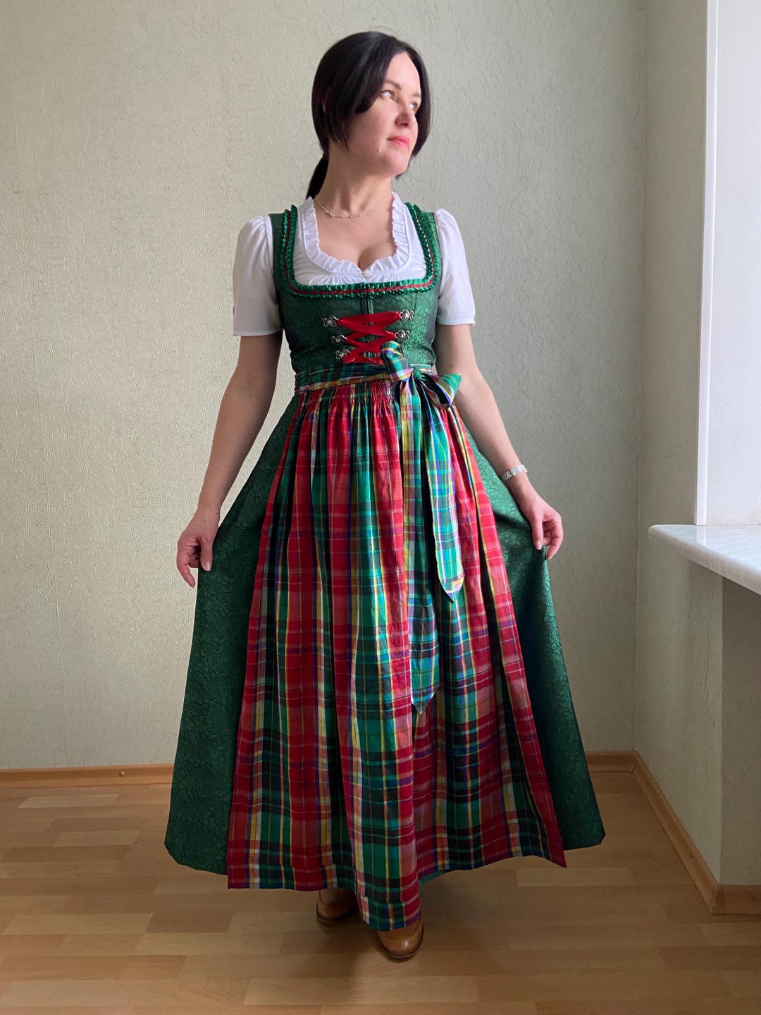 Vintage Dirndl Apron, Floral Pattern Cotton Apron, Austrian Apron ...