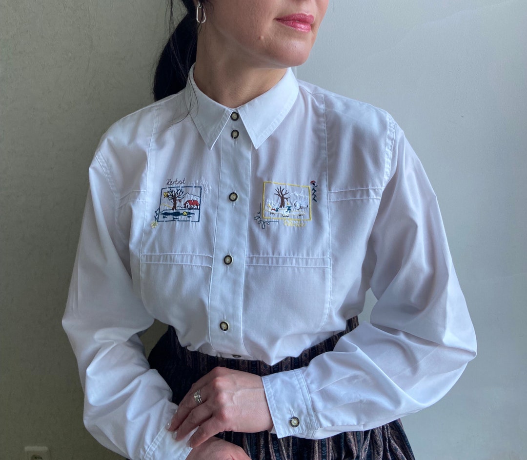 Vintage Blouse, Austrian Blouse, Trachten Blouse, Blouse Bavarian ...