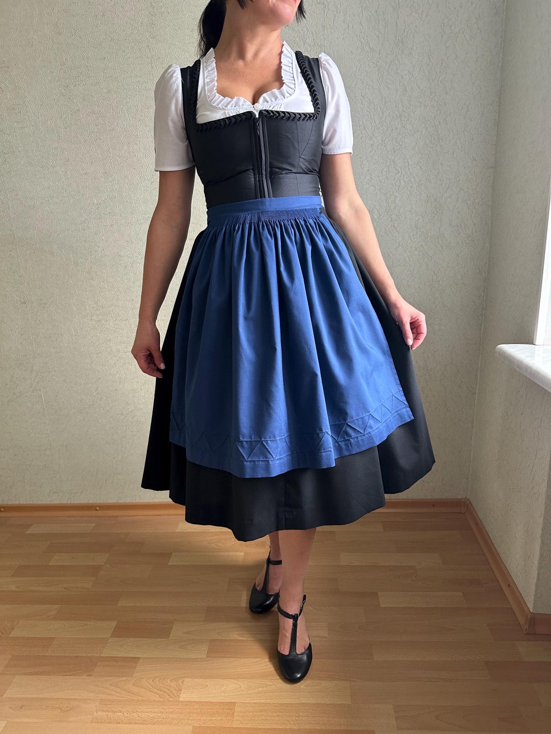 Vintage Dirndl Apron, Half Austrian Apron, Farmhouse Apron, Cotton ...