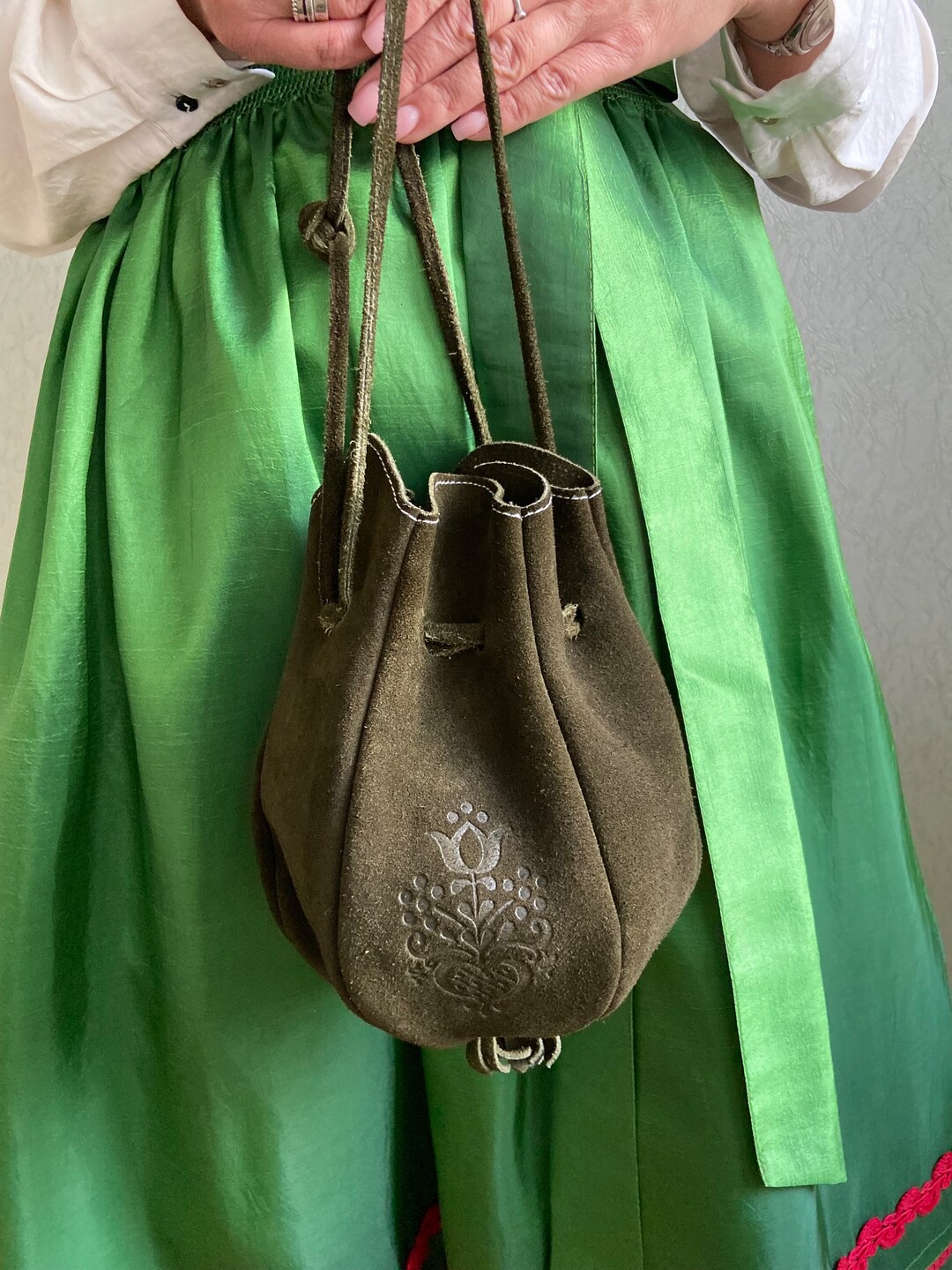 Vintage Trachten Bag, Dirndl Handbag, Austrian Leather Pouch Bag ...