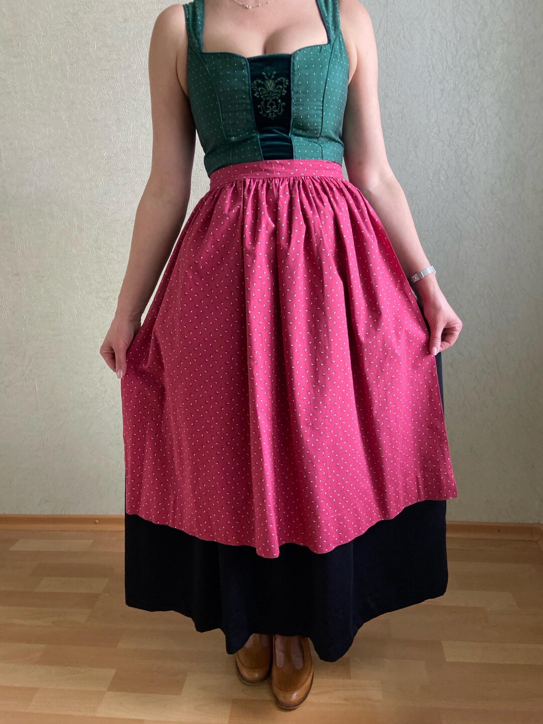 Vintage Dirndl Apron, Half Cotton Apron, Farmhouse Apron, Austrian ...