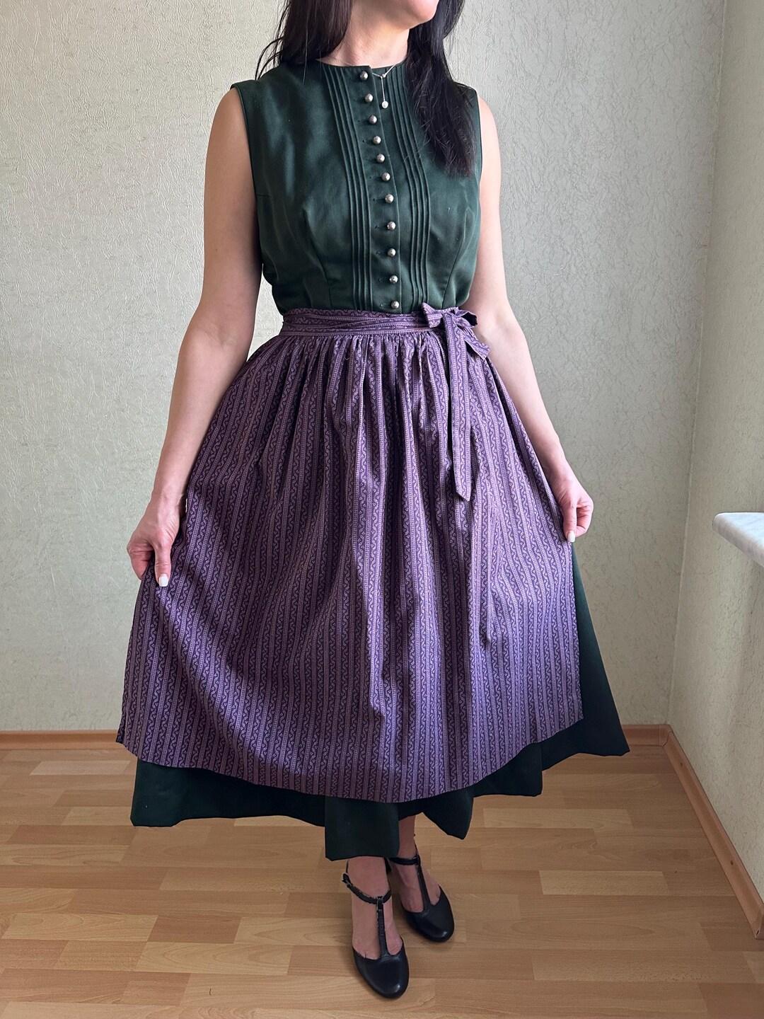 Vintage Dirndl Apron, Floral Pattern Cotton Apron, Austrian Apron ...