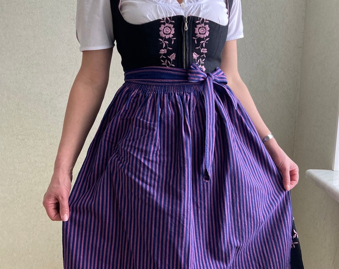 Vintage Dirndl Apron, Floral Pattern Cotton Apron, Austrian Apron ...
