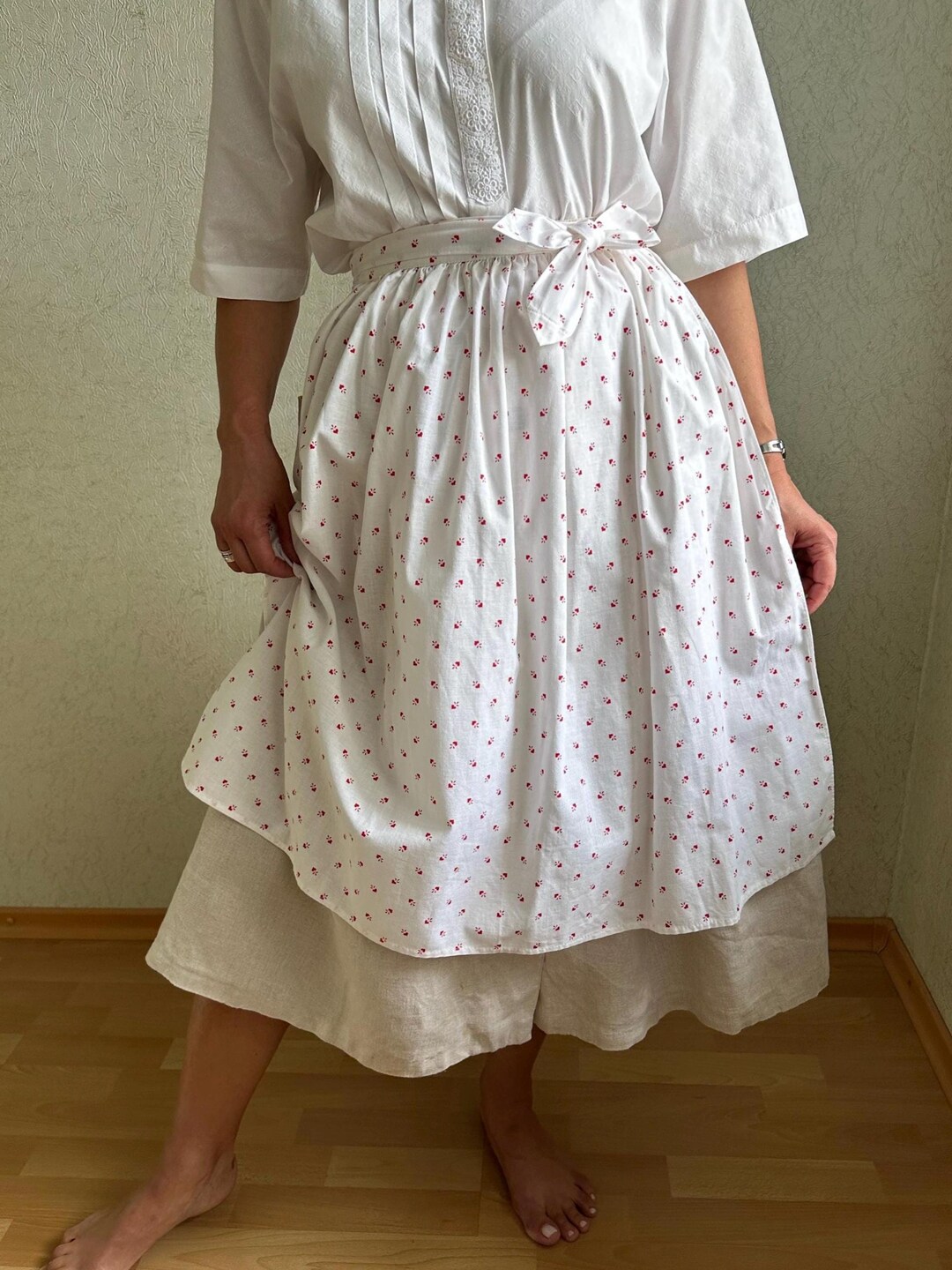Vintage Dirndl Apron, Half Austrian Apron, Farmhouse Apron, Cotton ...