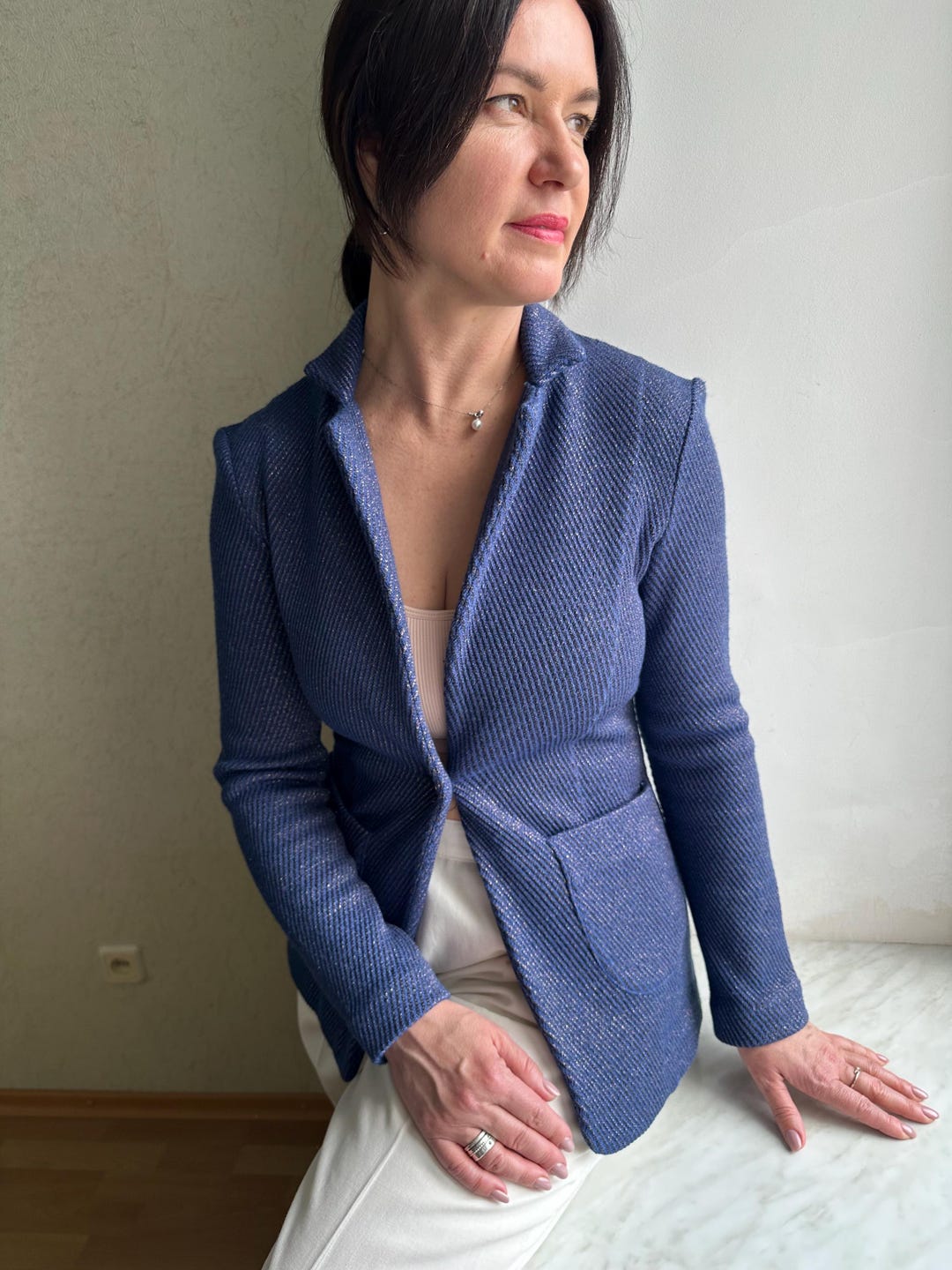 Vintage Style Blazer, Women Blazer, Blue Blazer, Italian Vintage Blazer ...