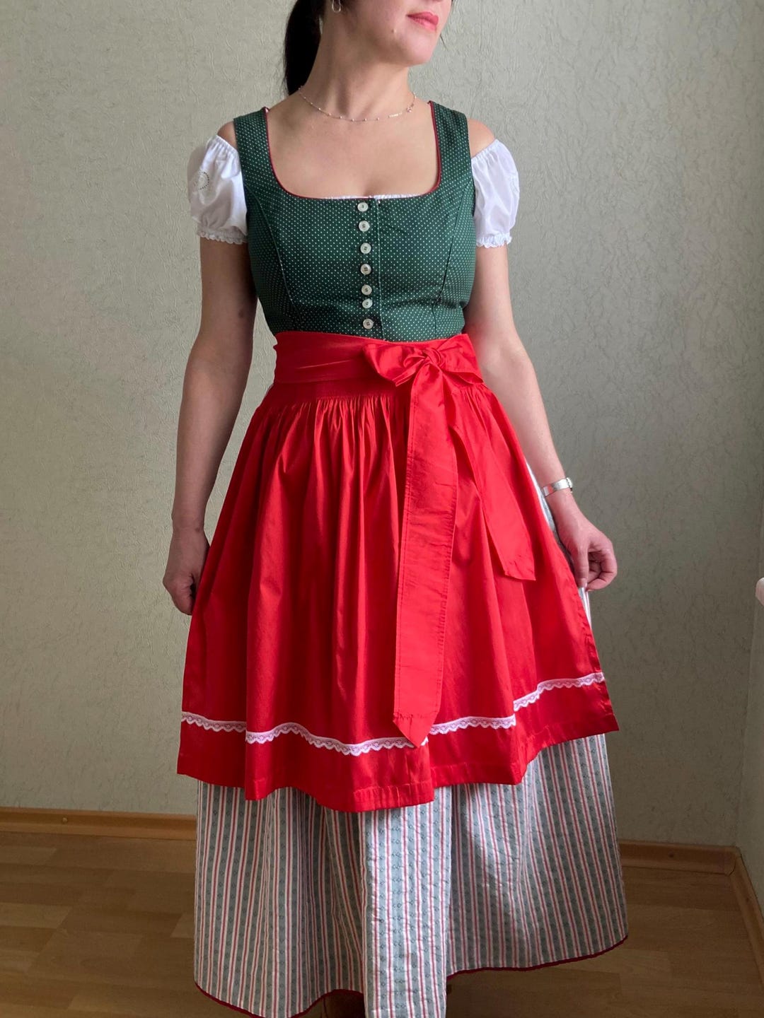 Vintage Dirndl Apron, Austrian Apron, Half Apron, Bavarian Apron ...