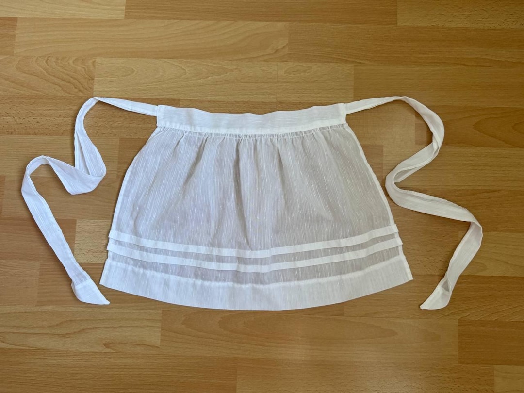 Vintage White Apron, Half Cotton Apron, White Farmhouse Apron With Lace ...