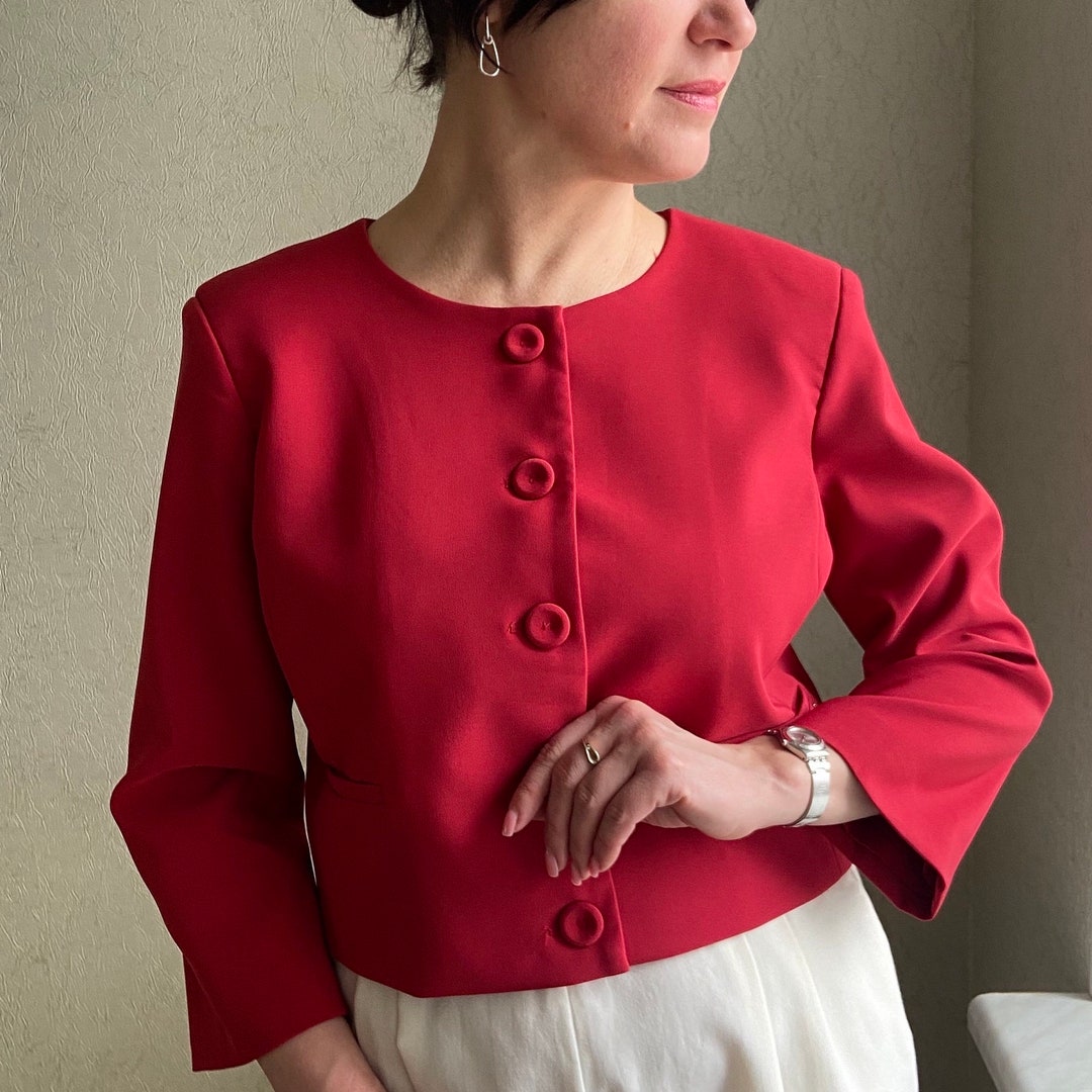 Vintage Women Jacket , Italian Jacket , Cropped Red Jacket , Women ...