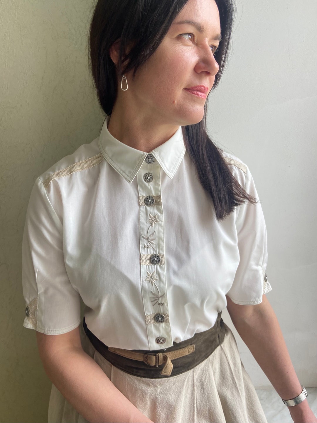 Vintage Blouse, Austrian Blouse, Embroidered Blouse, Cotton Shirt ...