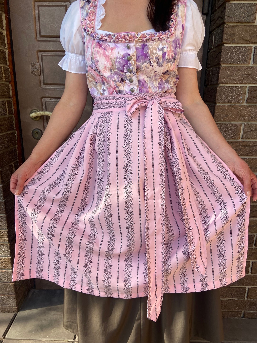 Vintage Dirndl Apron, Floral Pattern Apron, Austrian Apron, Octoberfest ...