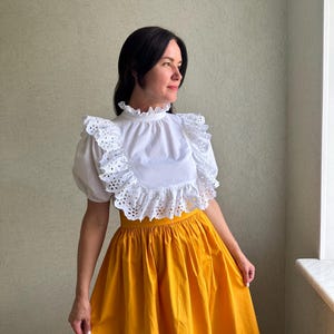 White Cotton Blouse, Vintage Style Blouse, Frilly Blouse , Cotton Lace ...