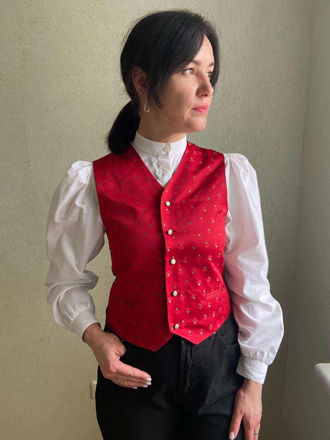 Vintage Vest, Red Vest, Austrian Vest , Trachten Vest Austrian Vest - Etsy