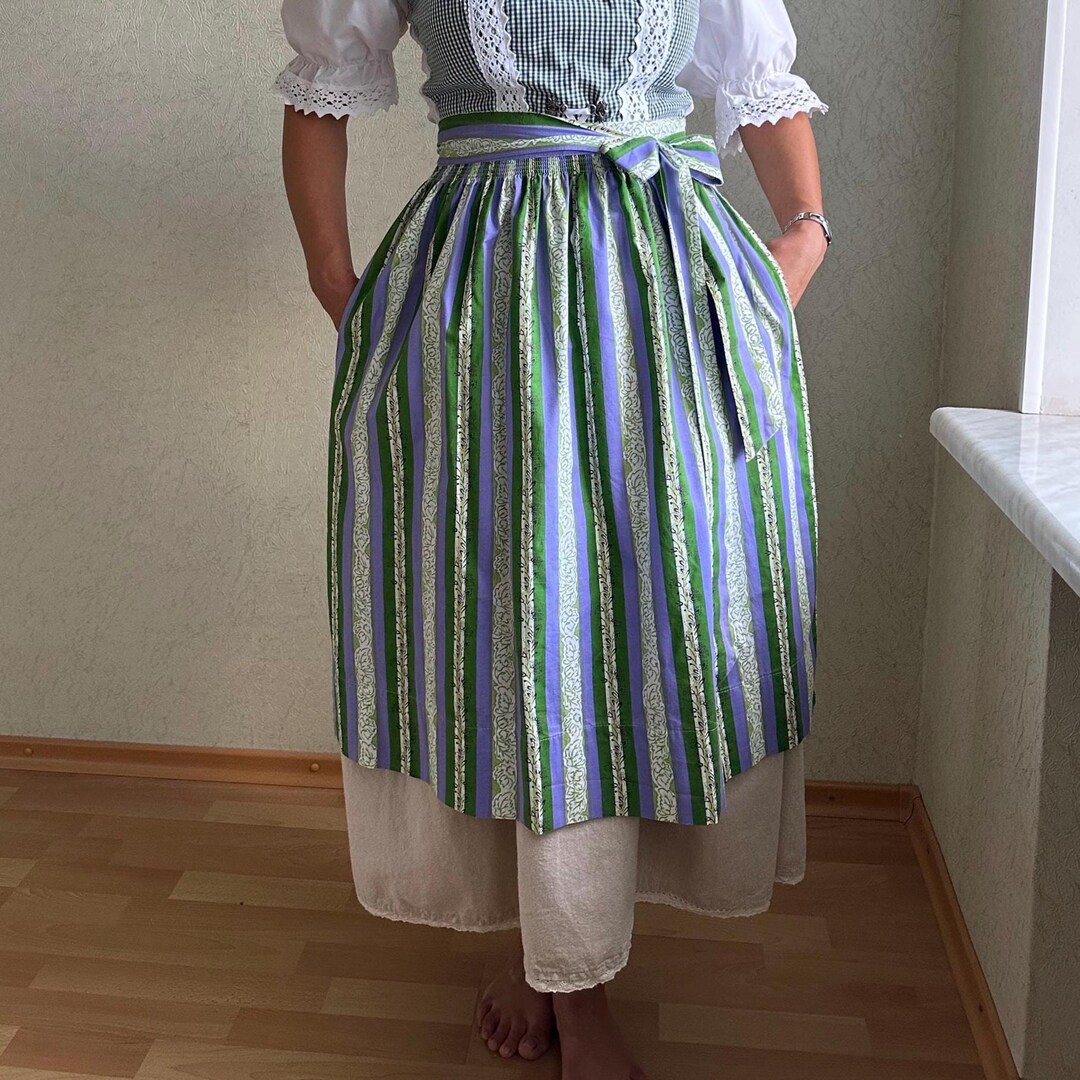 Vintage Dirndl Apron, Half Austrian Apron, Farmhouse Apron, Cotton ...
