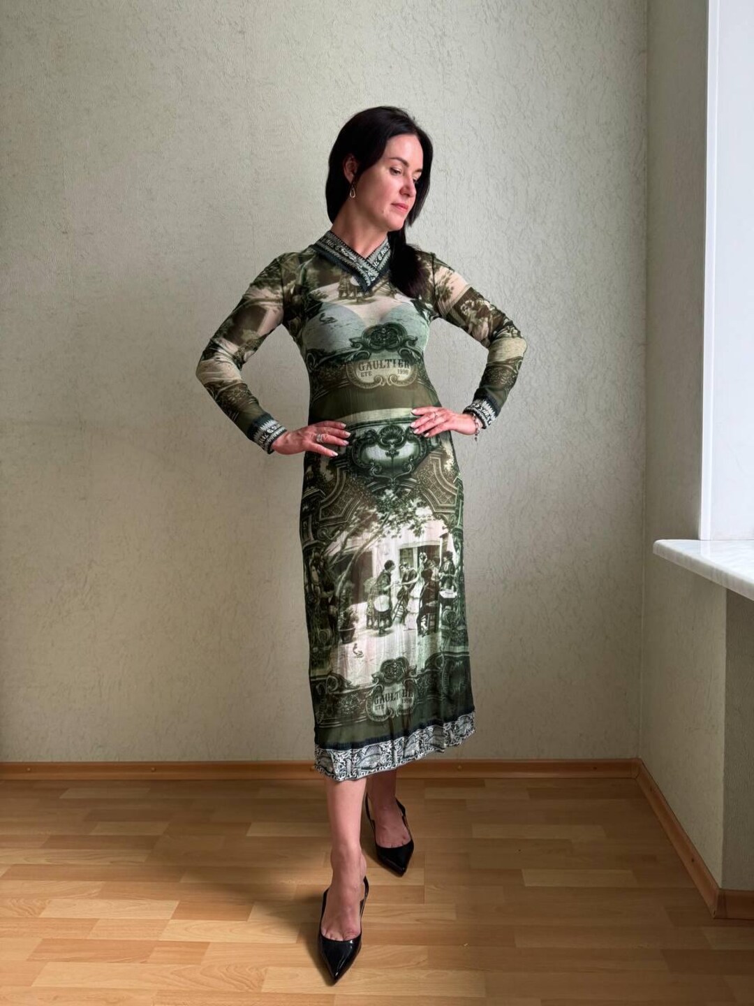 Jean Paul Gaultier Vintage Dress, Knit Mesh Dress With, Knit Dress, Antique Print Jean Paul ...