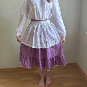 Vintage White Apron, Half Cotton Apron, White Farmhouse Apron With Lace ...