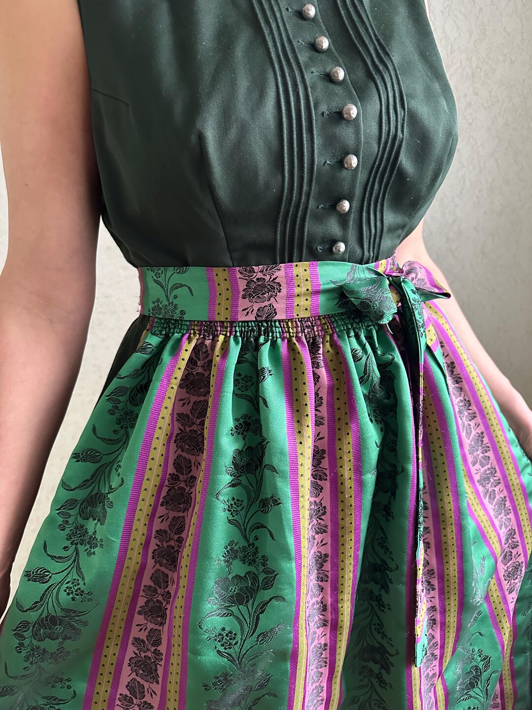 Vintage Dirndl Apron, Floral Pattern Cotton Apron, Austrian Apron ...