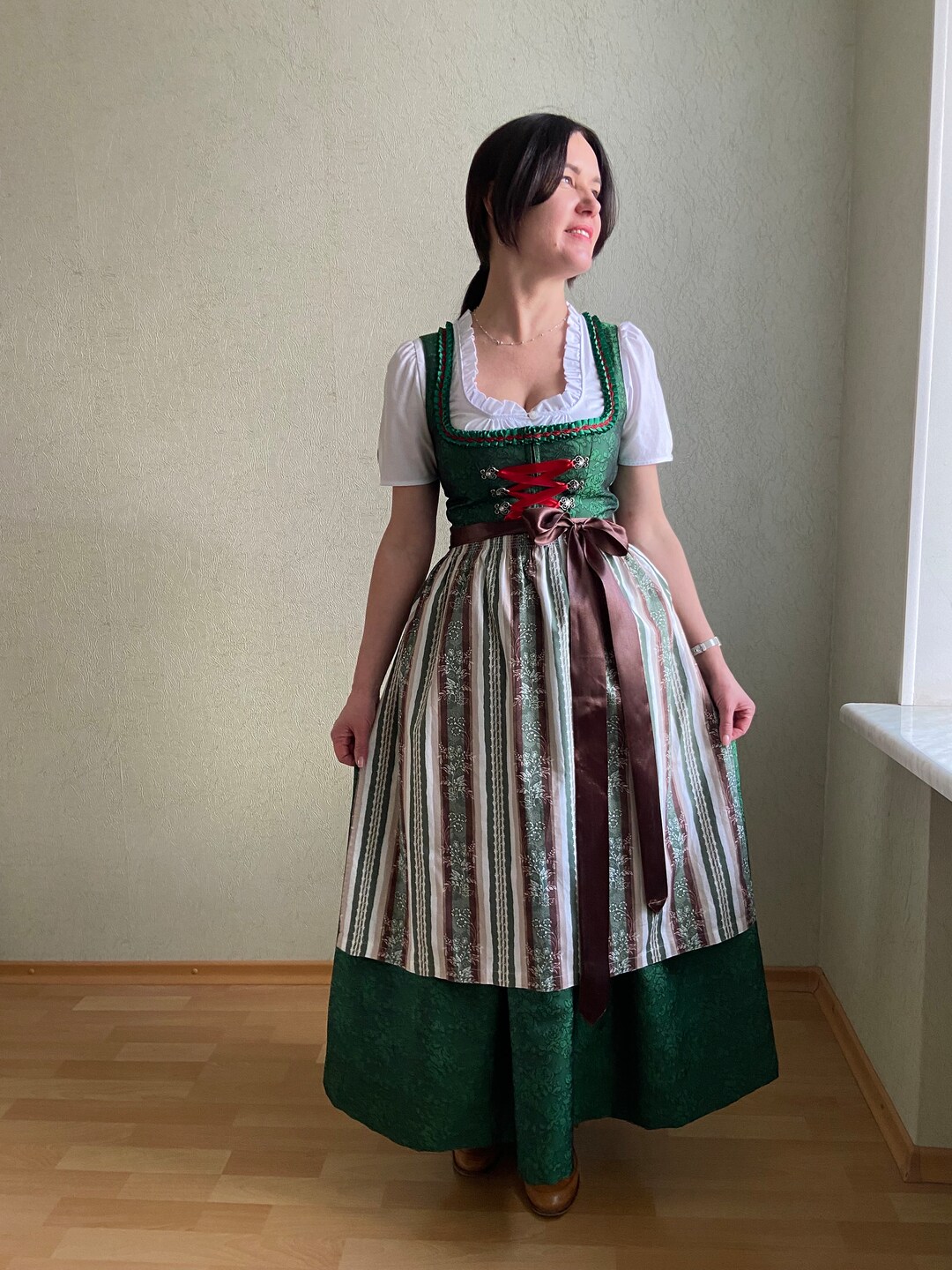 Vintage Dirndl Apron, Floral Pattern Cotton Apron, Austrian Apron ...