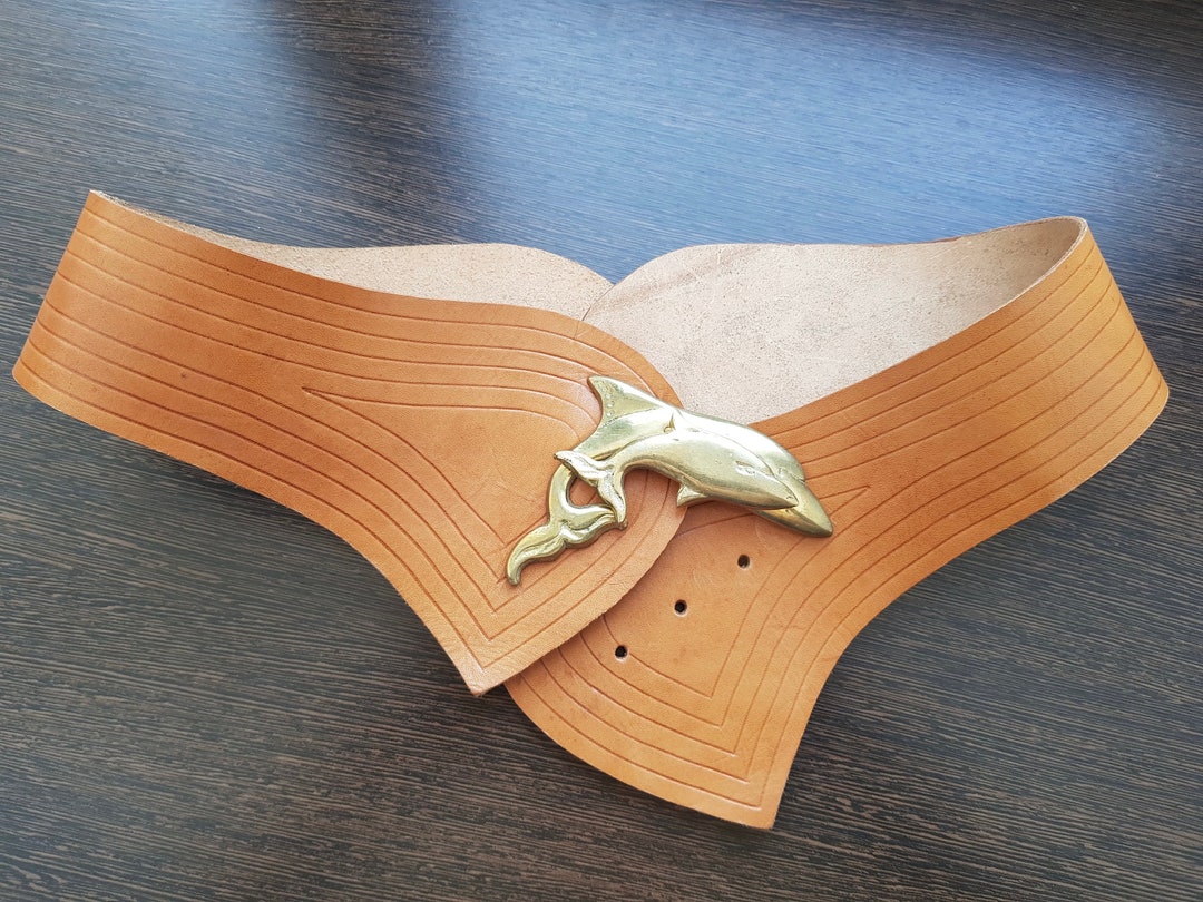 Vintage Belt, Leather Belt, Dolphin Belt, Decorated Belt, Belt for ...