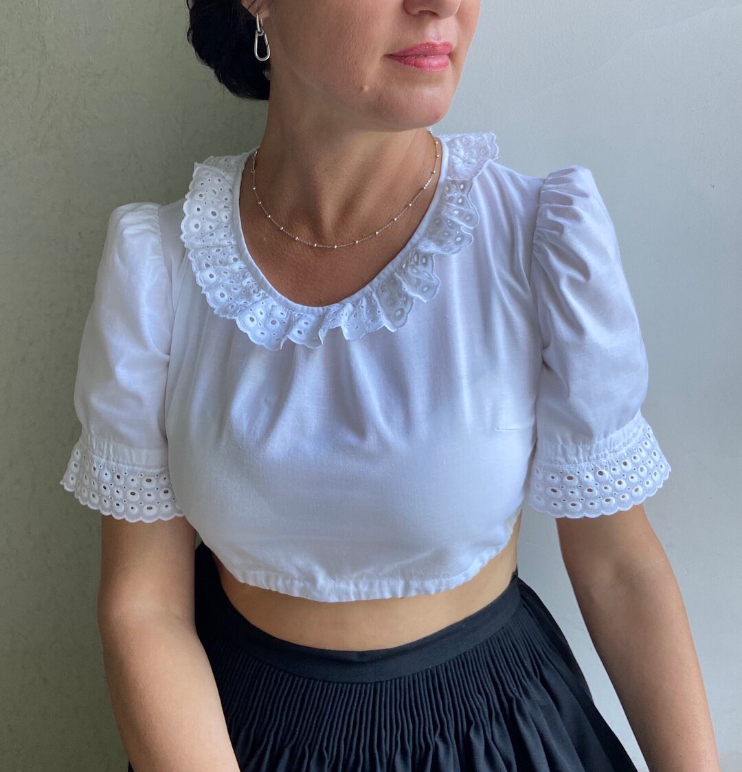 Dirndl Top, Dirndl Blouse, Vintage Cropp Blouse, Austrian Cropp Blouse ...
