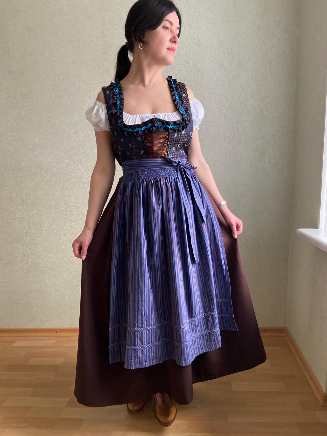 Vintage Dirndl Apron, Half Austrian Apron, Farmhouse Apron, Cotton ...