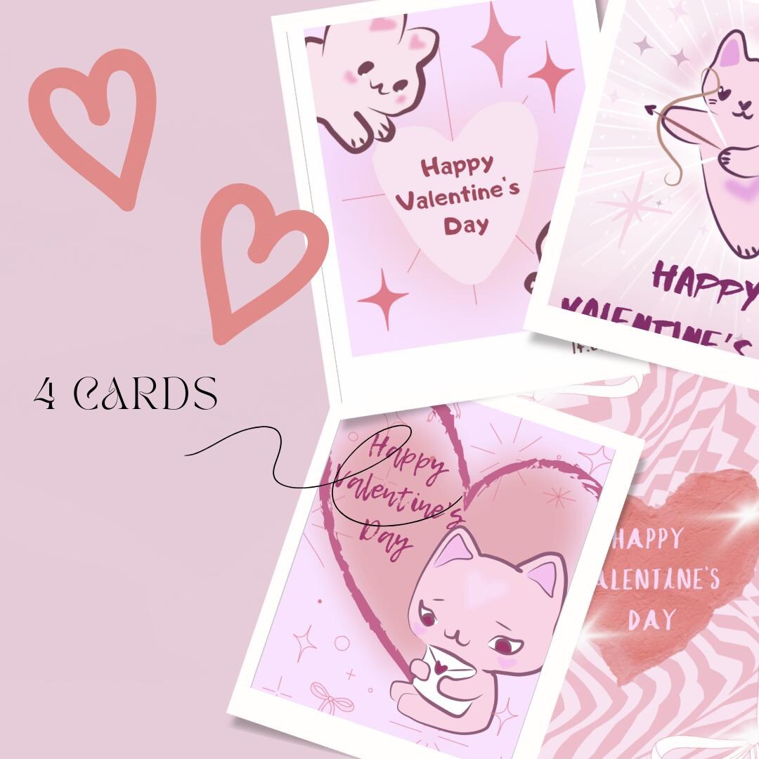 Cat Valentine Cards, Kitten Valentines, Cute Printable Valentines ...