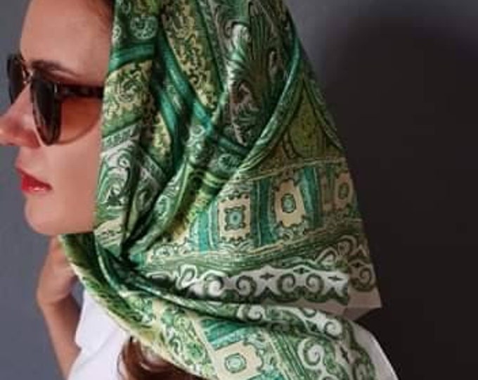Vintage Scarf, Colourful Large Scarf, Vintage Head Scarf, Hair Scarf ...