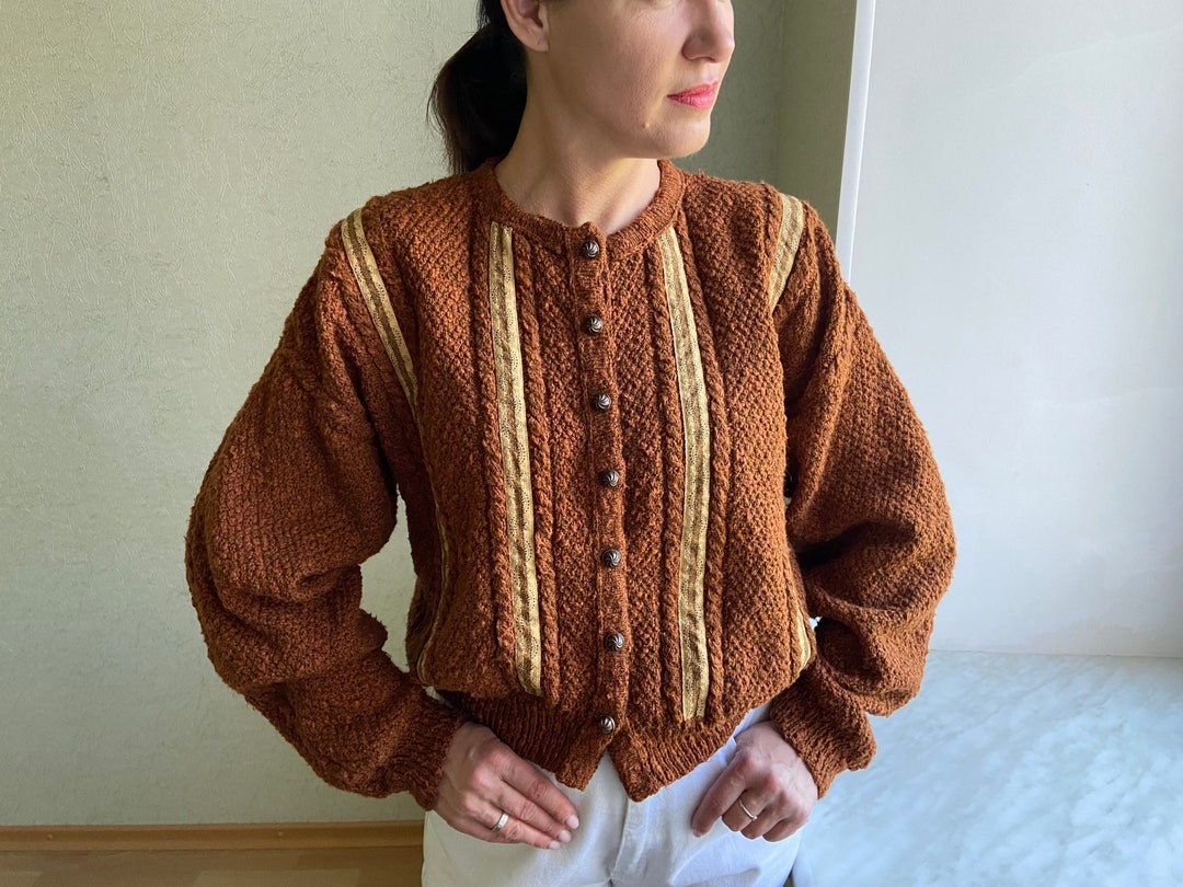 Vintage Cardigan, Knitted Austrian Cardigan, Buckle Cardigan, Knitted ...