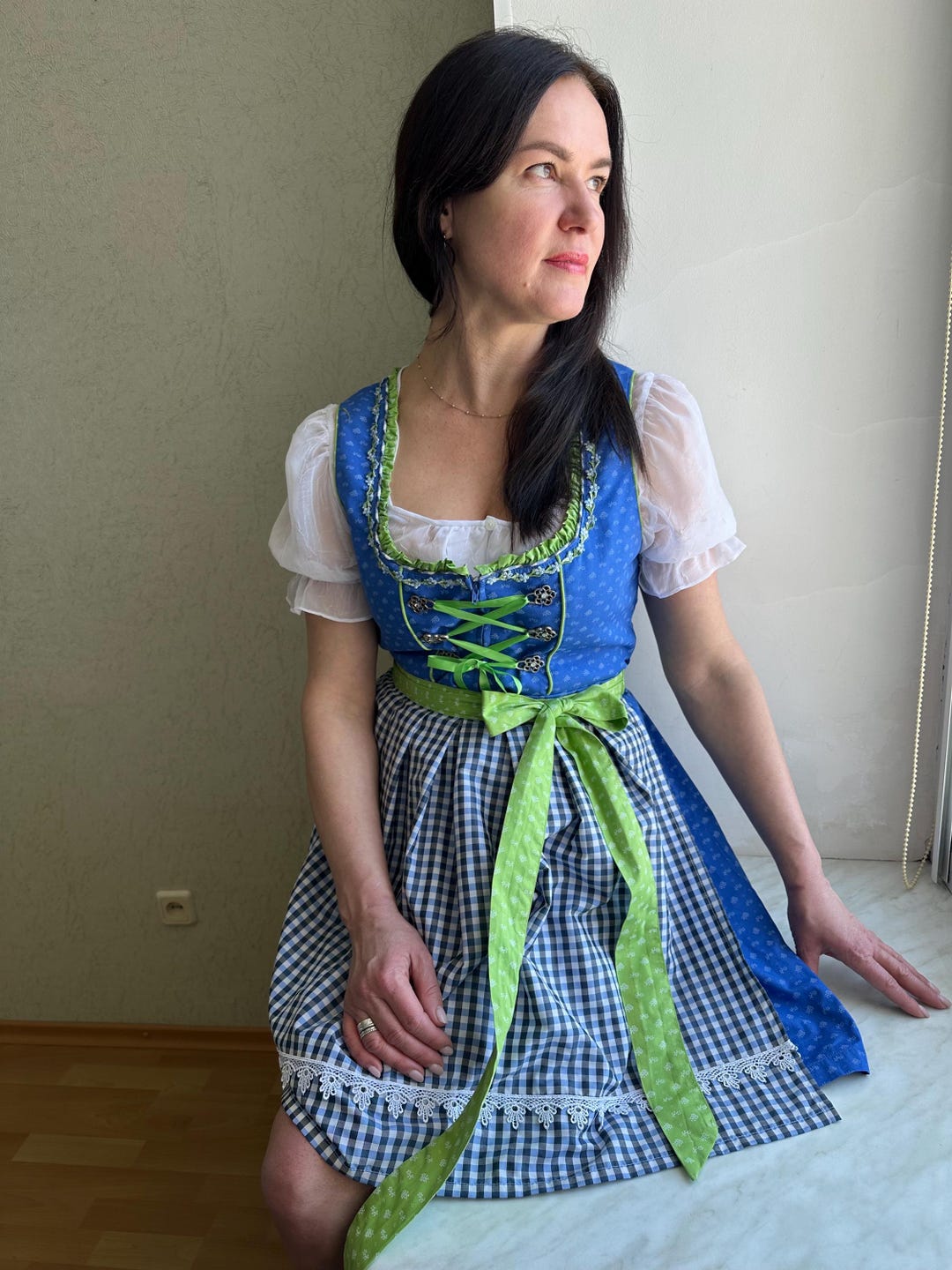 Blue Dirndl Dress German Alpine Costume, Oktoberfest Outfit for Women ...
